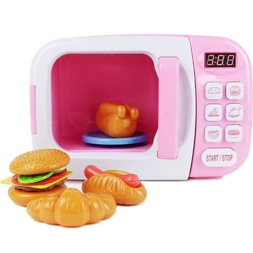 מיקרוגל ורוד לילדים עם אורות ומוסיקה, כולל מוצרי מזון למש...מיקרוגל ...